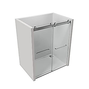 Jintop 72" W x 76" H Double Sliding Frameless Soft-Close Shower Door with Premium 3/8 Inch (10mm) Thick Tampered Glass,Bathroom Bathtub Doors W/ 4 Rollers and 2 Towel Bar Handles,Brushed Nickel