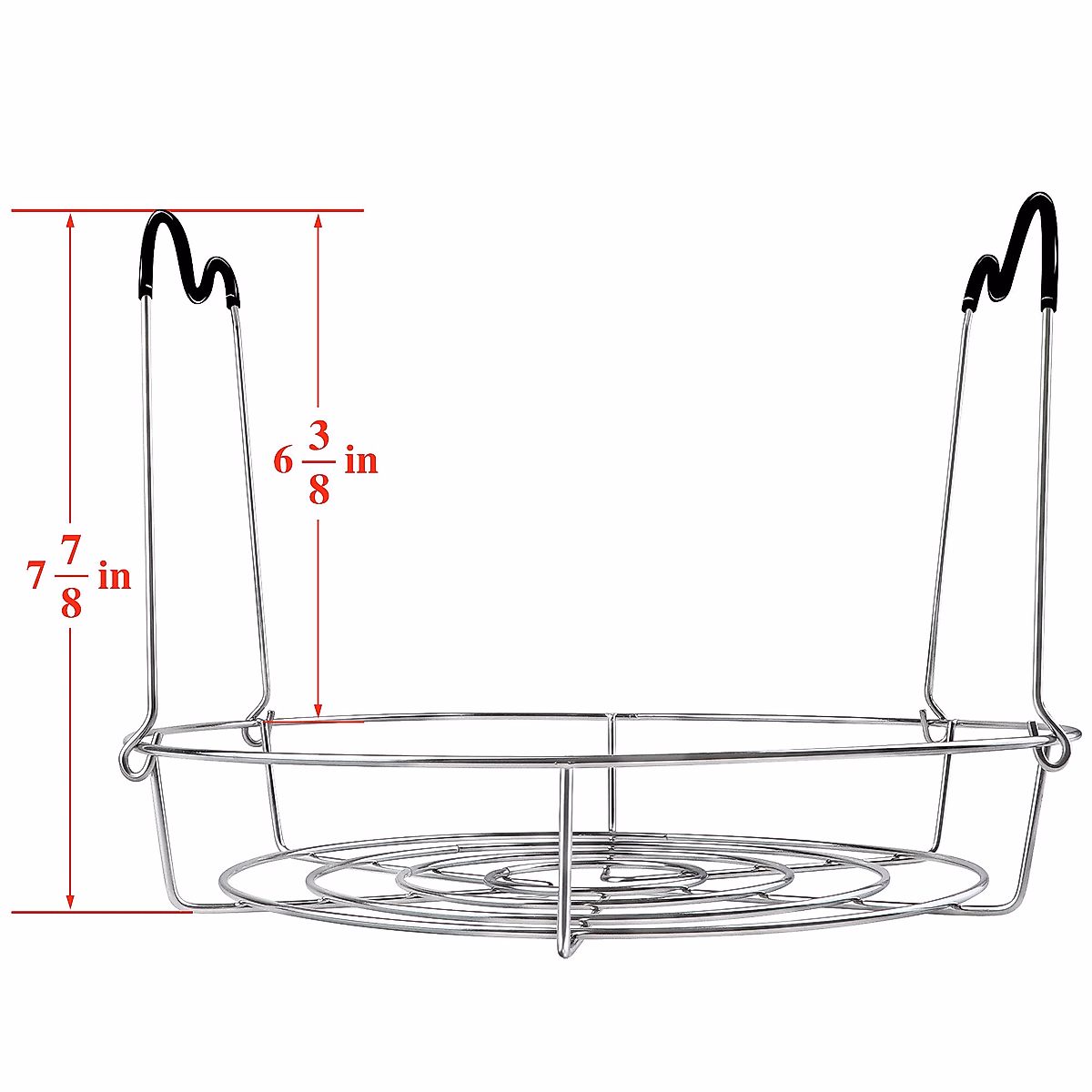 KORCCI 12in Stainless Steel Canning Rack with Contour Handles, Holds 7 Pint or 6 Quart Jars in Pressure Canner Pot