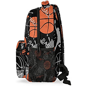 YPPAHHHH School Laptop Backpack Red Basketball Sports for Girls Kids Boys Sports Ball Player Lightweight Bookbag Elementary College Travel Hiking Daypack Backpacks for Women Men