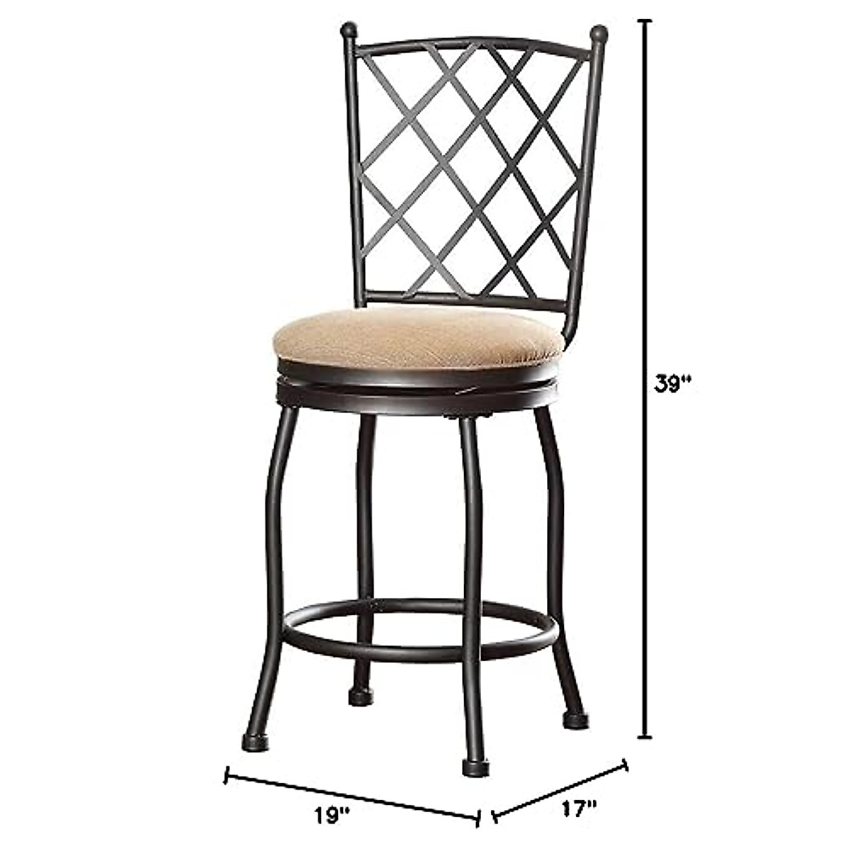 Homepop Home Decor | Metal Counter Height Bar Stools | 24" Bar Stools With Back | Decorative Home Furniture (Tan)