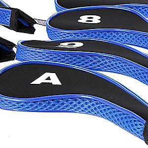 Hipiwe Number Print Golf Club Irons Covers Neoprene Zippered Driver Head Cover with Long Neck-Set of 12