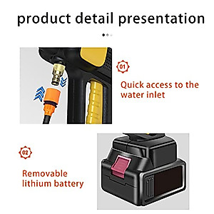 21V Cordless Car Cleaning Kitwith Accessories Portable Electric Pressure Washer with Water Tank for Cars Gardens Terraces Windows Cleaning Works