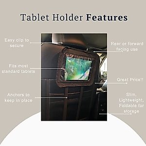 ASC Elite Tablet Holder for Rear and Forward Facing Children. Slim, Lightweight and Perfect for When Using A Rear Facing Mirror.
