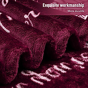 I Love You Mom Gift Blanket - Gifts for Mom - Birthday Gifts for Women - Unique Mom Gifts from Daughter or Son for Valentines Day, Birthday, Mothers Day, Christmas - Soft Throw 50"x60" (Merlot Red)