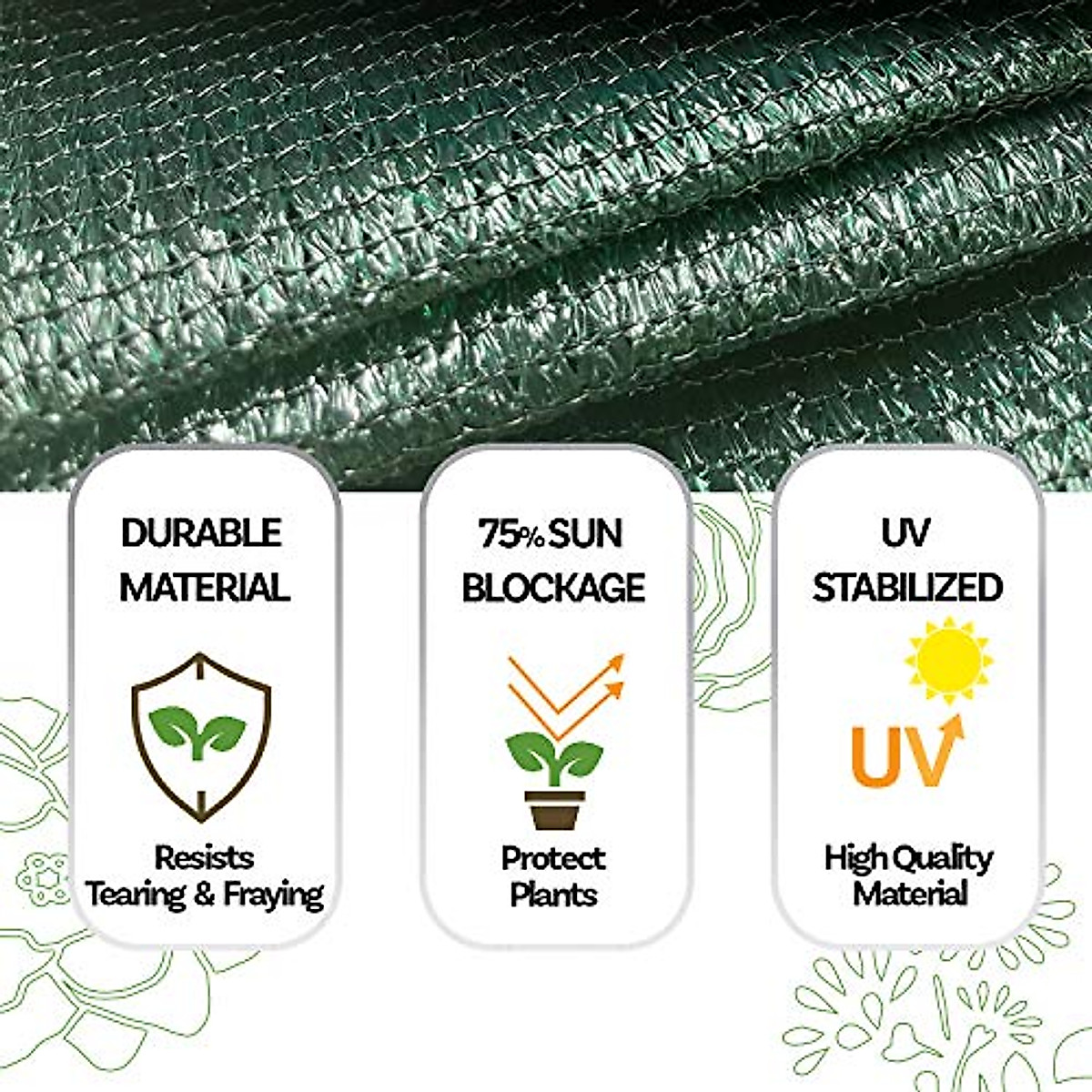 Alion Home 75% Sunblock Garden Net Sun Shade Plant Cover Durable Shade Net Screen for Garden, Greenhouse, Flower, Trees, Fence - Green (6' x 4')