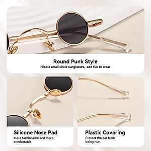 Dollger Polarized Round Sunglasses Men Women Mini 70s Hippie Circle Black Small Punk Sun Glasses