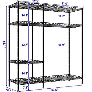 GMIULIG Metal Wire Heavy Duty Garment Rack Clothes Rack Clothing Racks for Hanging Clothes Wardrobe Hanging Clothes Portable Closet Organizer System Portable Closets for Hanging Clothes