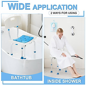 Adjustable Shower Chair with Back, HSA/FSA Eligible Shower Stool for Inside Shower, Tool-Free Shower Seat for Inside Shower, Waterproof Shower Chair for Inside Bathtub for Elderly/Handicap by SOUHEILO