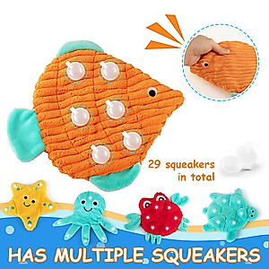 AWOOF No Stuffing Dog Toys, Crinkle Dog Toys Squeaky Dog Toys Cute Animal Dog Plush Toys for Small Medium Large Dogs Puppy Teething Chew Toys Dog Toys Bulk 5 Pack