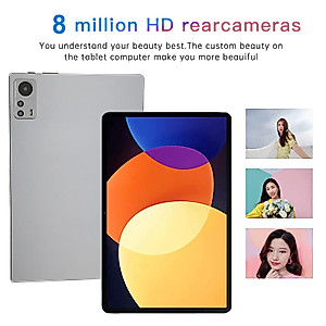 AMONIDA 10 Inch Tablet, 100-240V Tablet PC 5G WiFi Dual Band for Travel (Grey)