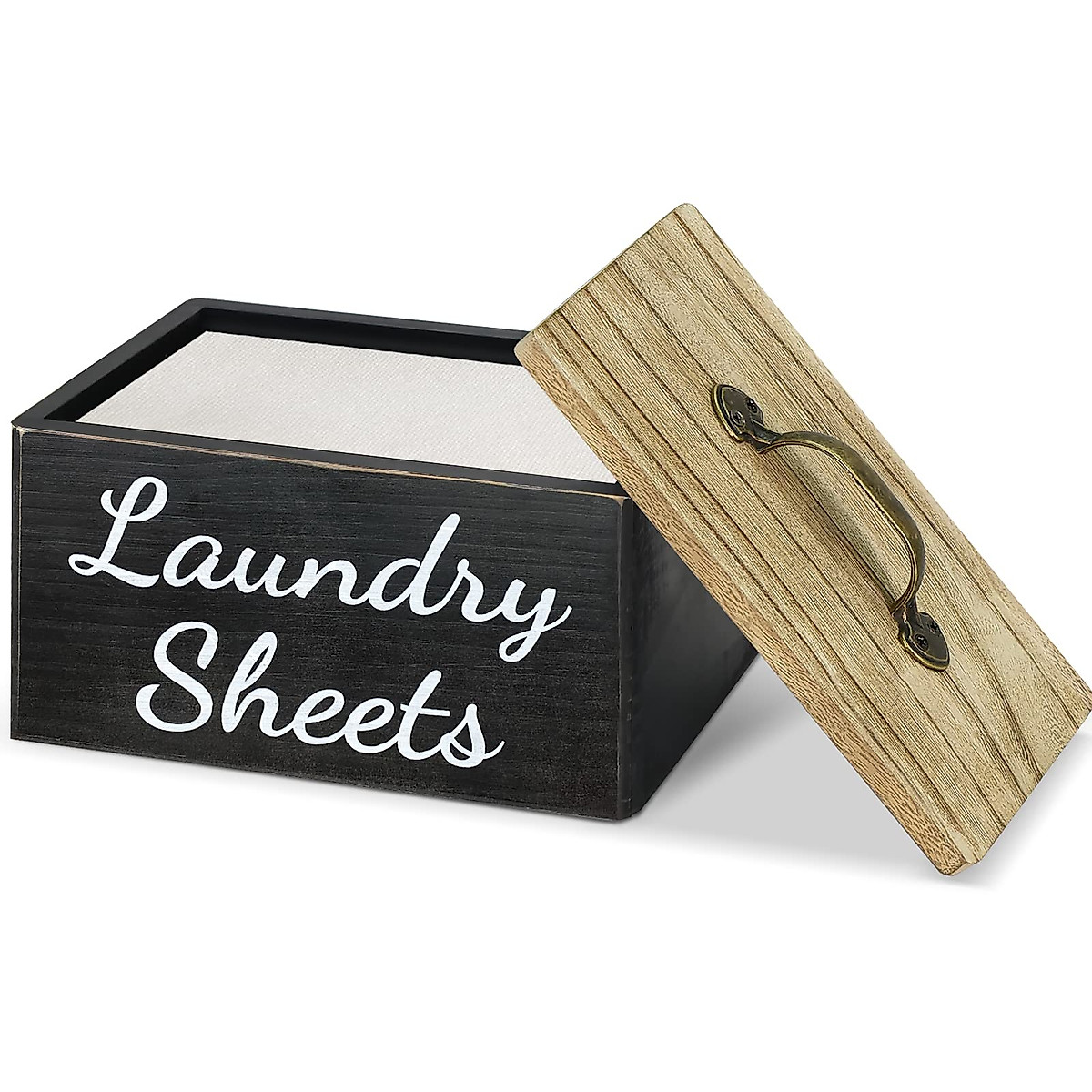 Laundry Dryer Sheet Dispenser Dryer Sheets Holder with Lid for Laundry Room Decor, Wooden Fabric Softener Dispenser Detergent Holder, Dryer Sheet Container for Laundry Room Organization Storage