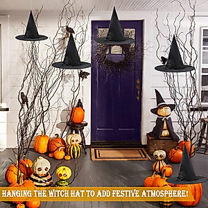 LUOBO Witch Hat, 10 Pieces with 100 Yards Hanging Rope for Halloween Yard Decoration. Black, Oxford Fabric, Collapsible Design, Hand Wash Only, All Ages, Halloween Celebrators