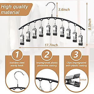 2 Pack Skirt Pants Hangers with Clips Space Saving, Legging Organizer for Closet Hanging with 10 Clips Hold 20 Leggings Shorts Jeans Skirts, Black