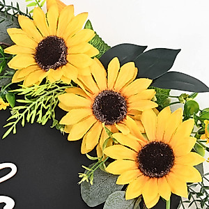 Sunflower Wreaths Welcome Sign Sunflower Door Seasonal Welcome Wreath Yellow Sunflower Living Room Decor for Front Door Porch Home Window Wall Farmhouse Garden Indoor Outdoor Classroom Decor