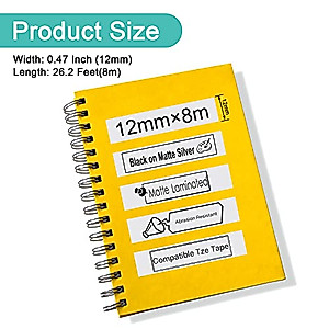 NineLeaf 4 Pack Compatible for Brother P-Touch TZe-M931 TZeM931 TZ-M931 TZM931 Black on Matte Silver Laminated Label Tape 12mm Work with PT-D210 PT-H100 PT-H110 Label Maker 0.47 inch 1/2'' x 26.2ft
