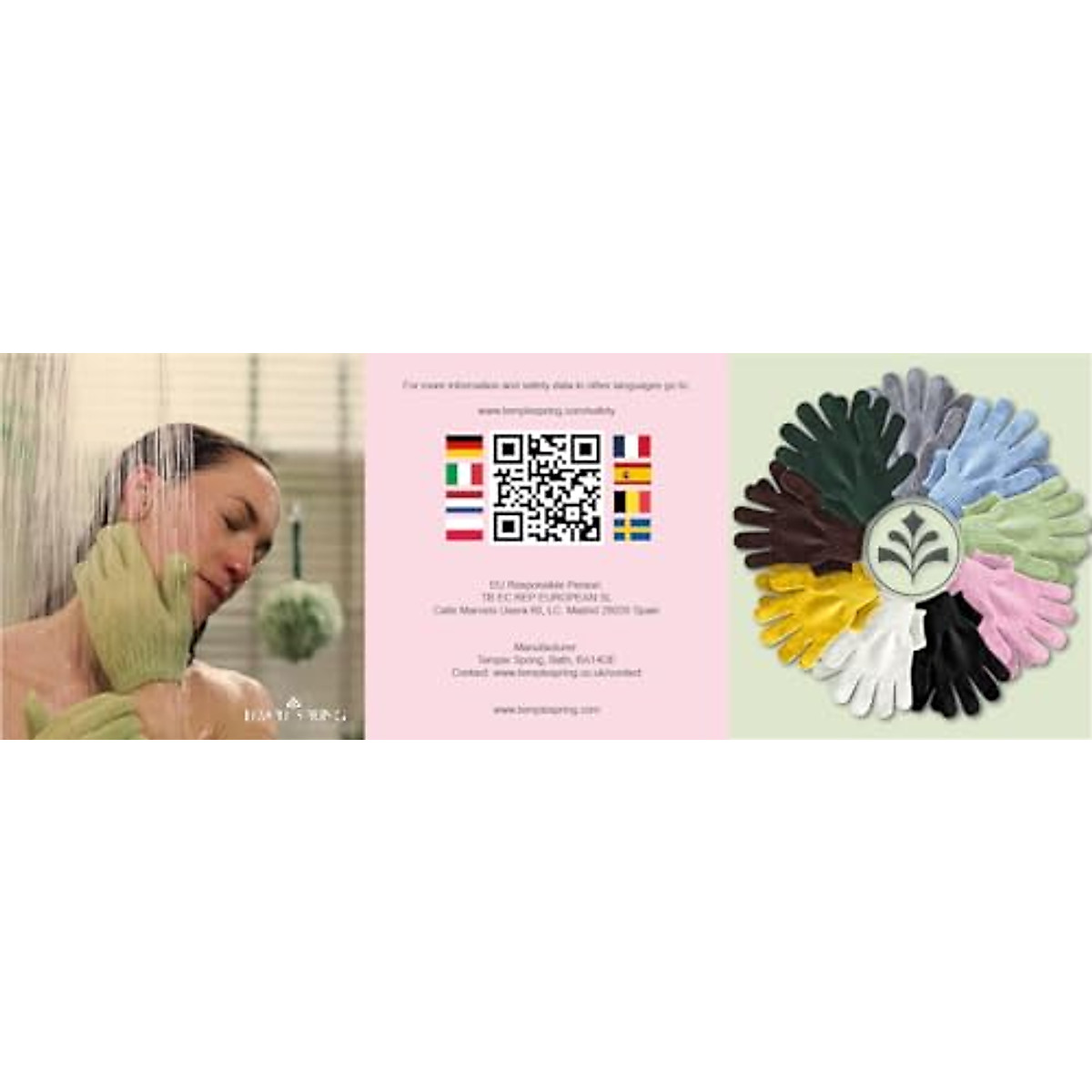 Temple Spring Exfoliating Glove, Carbonized Rayon Bamboo Exfoliating Body Scrubber, Loofah Washcloth, Exfoliate Loofa Shower Scrubber, Body Exfoliator Scrub, Shower Loofah Bath Sponge - Grey