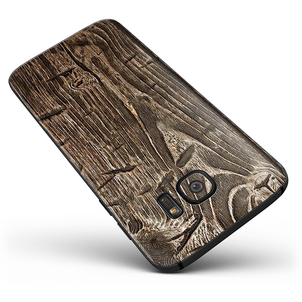 Design Skinz Design Skinz Rough Textured Dark Wooden Planks Full-Body Wrap Decal Skin-Kit for The Galaxy S9 Plus