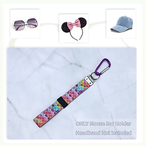 3 Pack Mouse Ear Holder for Backpack Bag Headband Holder Strap with Hook Trip Accessories Lanyard for Hanging Mouse Ear