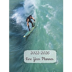 Five Year Planner 2022-2026: Monthly Planning Diary Surfing Cover 160 Page Large Size Organizer Journal
