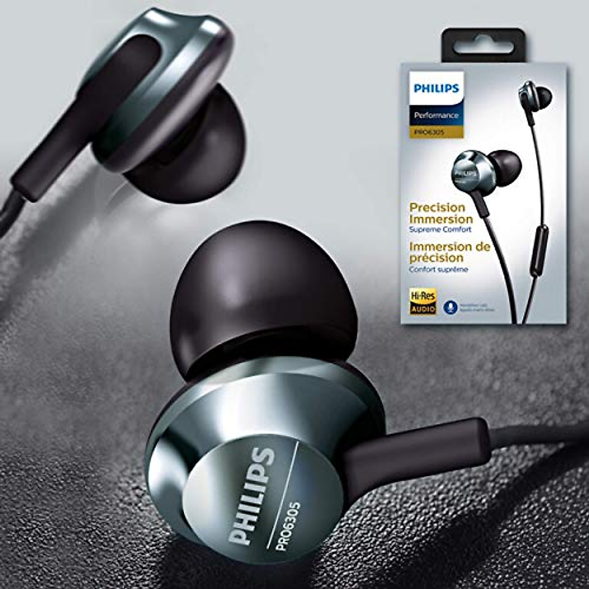 PHILIPS Pro Wired Earbuds, in Ear Headphones with Mic Powerful Bass, Hi-Res Audio, Comfort Fit, Lightweight Ear Phones with Microphone