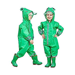 Vmonyco Kids One Piece Rainsuit Toddler Raincoat Waterproof Girls Lightweight Rain Coats/Jacket Girls Boy Green