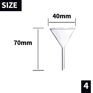 Young4us Glass Funnel Set, 4 Pcs Lab Borosilicate Glass Funnels, 100mm (170mm Length), 75mm (130mm), 50mm (90mm) & 40mm (70mm) Diameter