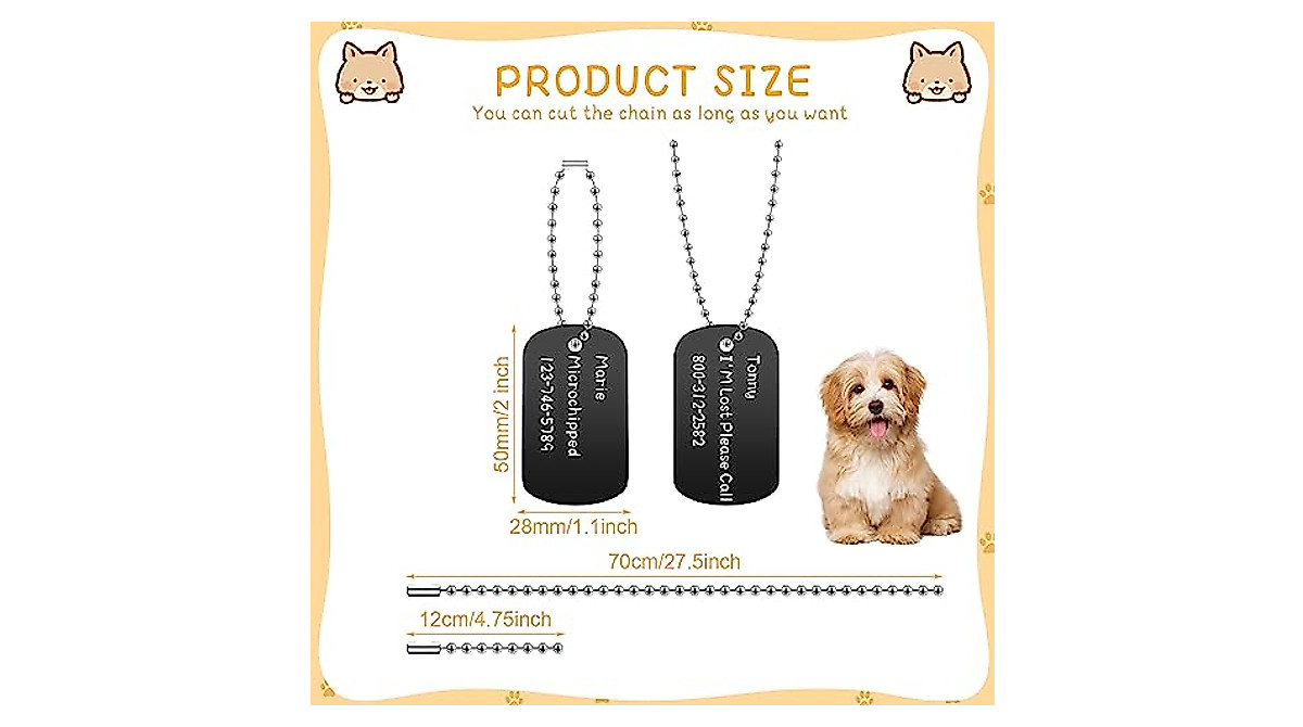 Military Dog Tags Set - Blank Aluminum Tags with Steel Chains for DIY ...