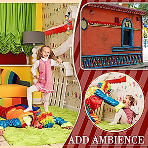 3D Awning Wall Decorations and Stripe Table Skirts Cardboard Awning Tent Decors for Doors Window Classroom Concession Room Carnival Circus Party Decorations (Red White, 3 Pieces)