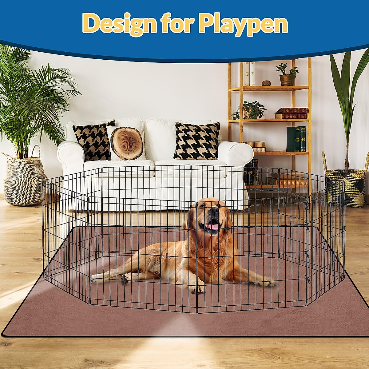 Barpor 48" x 66" Washable Dog Pee Pads Reusable Non-Slip - Puppy Pads Indoor Potty Training Leakproof, Whelping Pads for Floor, Bed, Crate, Cadges, Playpen, Couch Waterproof, Coffee