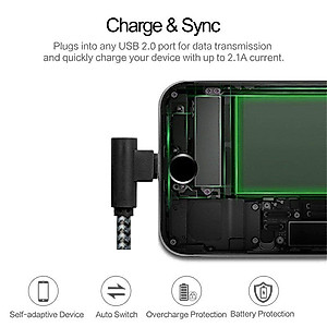 APFEN 3 Pack 10FT/3M [The Most Durable Cable] 90 Degree Charging Cable Extra Long Nylon Braided Certified Cable Compatible with iPhone 12/11/Xs Max/XS/XR/X, 8 7 6 (Black Gray, 10FT)