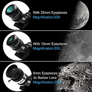 ABOTEC Telescope, 80mm Aperture Telescopes for Adults Astronomy & Kids & Beginners, Portable 500mm Refracting Telescope (25X-250X) with an Adjustable Tripod, a Bag, a Phone Adapter & a Wireless Remote