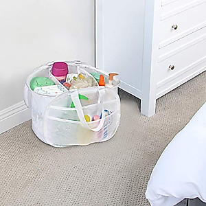 Smart Design Pop-Up Shower Caddy w/ 7 Compartments & Strap Handles - VentilAir Mesh Material - Home Organization (Holds 3 Loads) (9 x 12 Inch) [White]