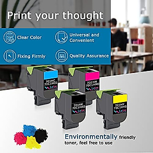 Leize Compatible CS310DN Toner Cartridge use for Lexmark CS310DN CS410DN CS310N CS310 CS510DE CS410N CS410DTN CS510DTE Printer Replacement for Lexmark 70C1HK0 70C1HC0 70C1HM0 70C1HY0 Ink (KCMY-4 Pack)