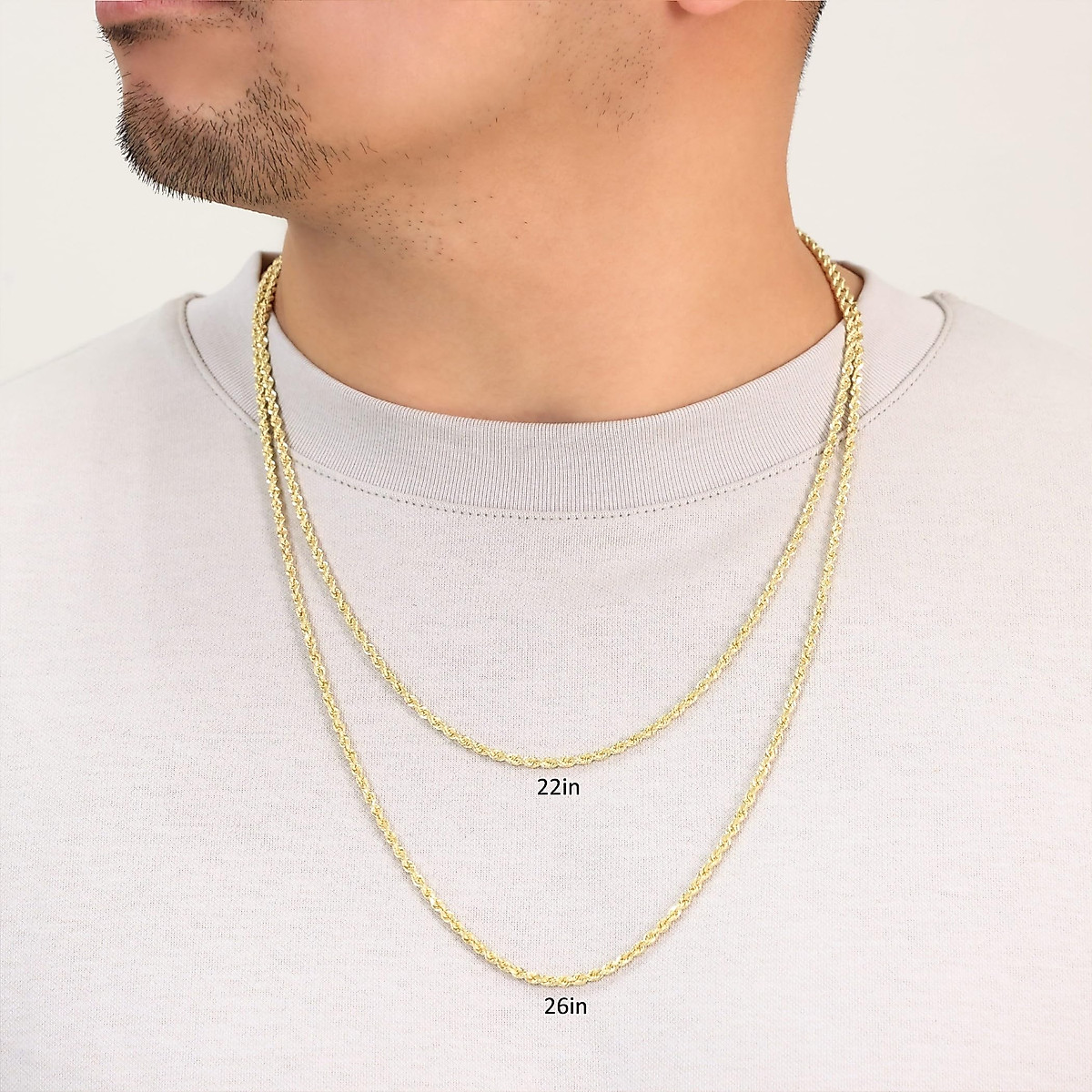 Nuragold 14k Yellow Gold 3mm Solid Rope Chain Diamond Cut Link Pendant Necklace, Mens Womens Jewelry 16" 18" 20" 22" 24" 26" 28" 30"