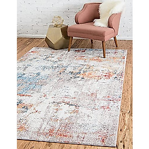 Unique Loom Rainbow Collection Modern Abstract Watercolor Multi Area Rug (8' 0 x 11' 0)