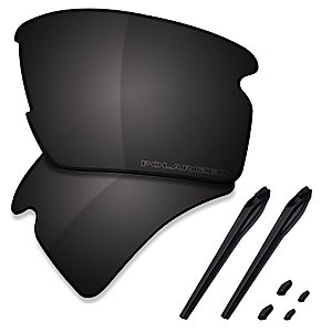 SAUCER Premium Replacement Lenses & Rubber Kits for Oakley Flak 2.0 XL OO9188 Sunglasses High Defense - Carbon Black Polarized