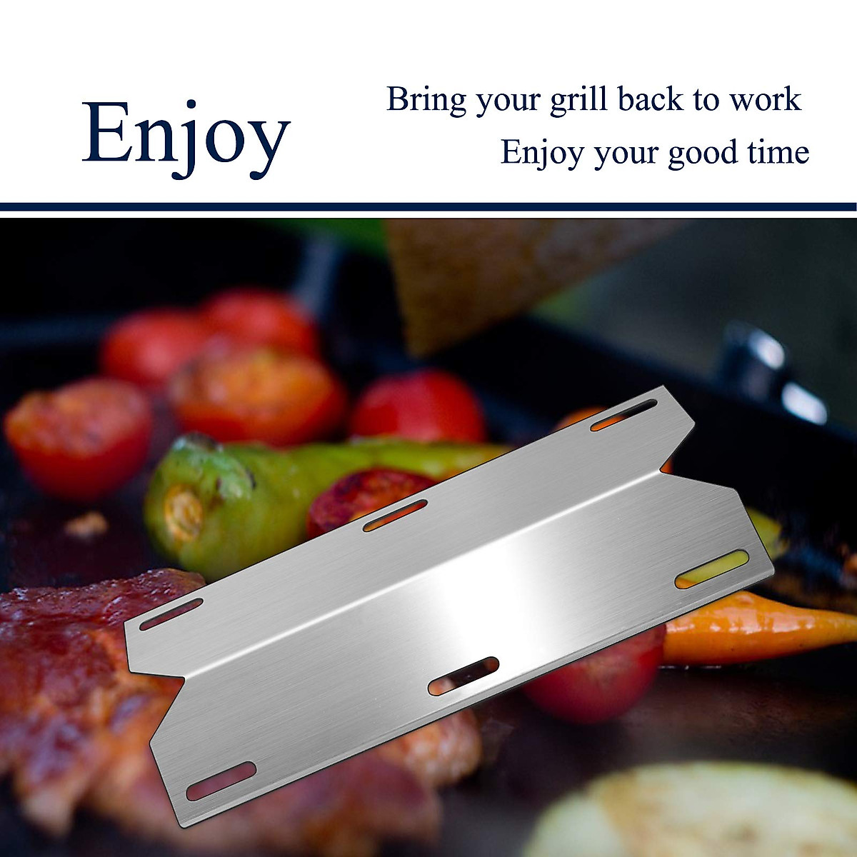 Folocy BBQ Gas Grill Replacement Parts, Stainless Steel Grill Heat Plates Shield Heat Tent Burner Cover for Nexgrill 720-0025, 720-0083-04R, Charmglow 720-0230, 720-0036-HD-05, Sterling Forge 720-0016