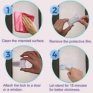 4 Pack Sliding Door Lock for Child Safety, Baby Proof Locks for Sliding Glass Doors, Closets, Patio Door, Window - Childproof Sliding Door Locks - No Screws or Drills