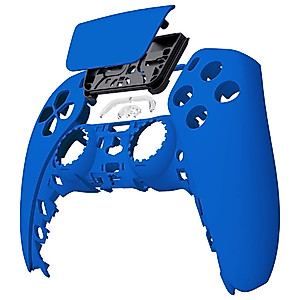 eXtremeRate Blue Soft Touch Touchpad Front Top Shell Compatible with ps5 Controller BDM-010 020 030 040 050, DIY Replacement Shell Custom Touch Pad Cover Compatible with ps5 Controller