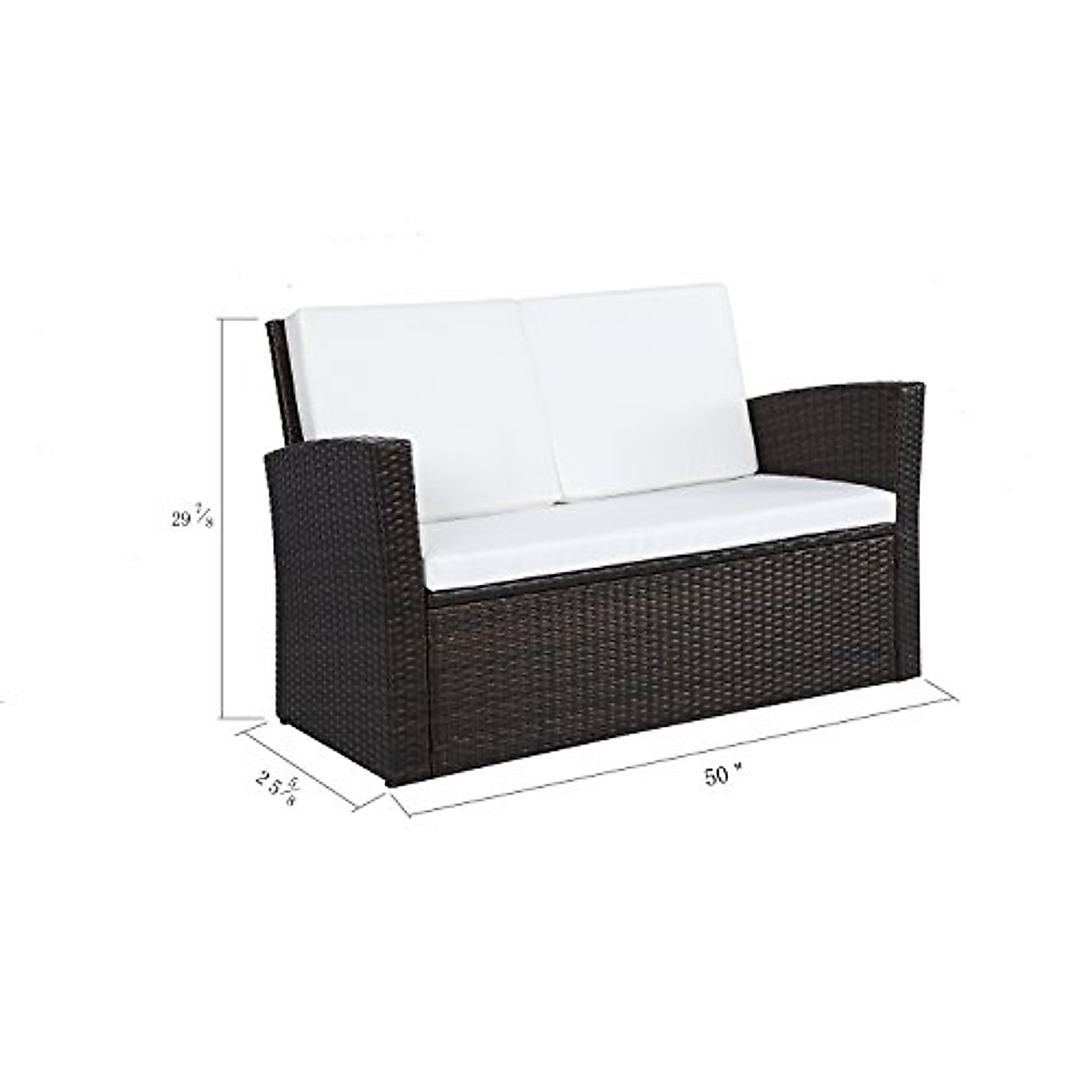 Baner Garden 4 Pieces Outdoor Furniture Complete Patio Cushion Wicker P.E Rattan Garden Set, Full, Black