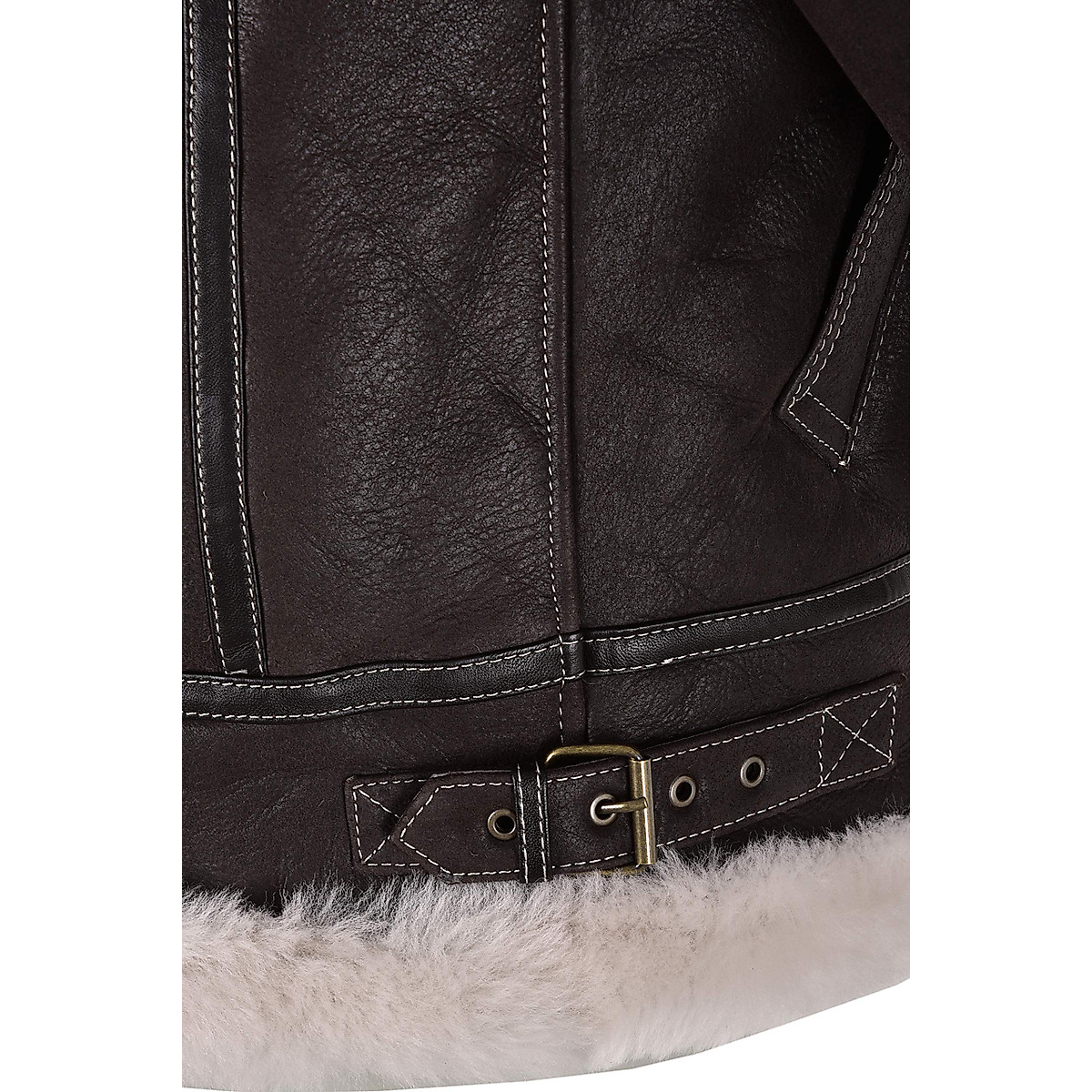 Men's Aviator RAF Classic B3 Sheepskin Bomber Flying Real Leather Jacket 116117 (XL, Brown/Beige)