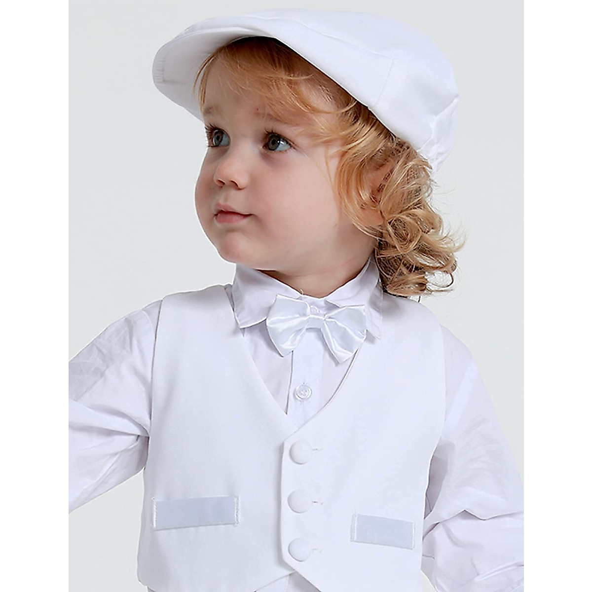 A&J DESIGN Infant Boy Christening Hat 3-6 Months Flat Paperboy Cap White