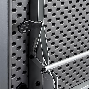 National Public Seating 24 x 72 Inch Flip N Store Blow-Molded Plastic Flipper Training Table with 4 Caster Wheels and 2 Grommet Holes, Charcoal Slate