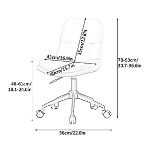 Leather Ergonomic Desk Chair, 360° Swivel Armless Home Office Computer Task Chairs, Adjustable Height Upholstered Vanity Chair, Rolling Chair, Coffee