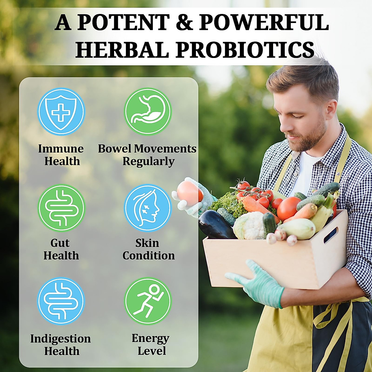 Probiotics for Women & Men - 300 Billion CFU, 24 Strains Probiotics + 15 Organic Herbs Prebiotics for Digestive, Gut Health, Immune, Constipation, Diarrhea & Whole-Body Health - 2 Months Supply