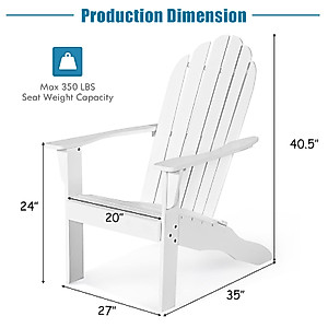 Tangkula Adirondack Chair, Acacia Wood Adirondack Lounger Chair, Outdoor Armchairs with Slatted Seating, Weather Resistant, for Patio Deck Lawn Backyard, Garden Adirondack Furniture (4, White)