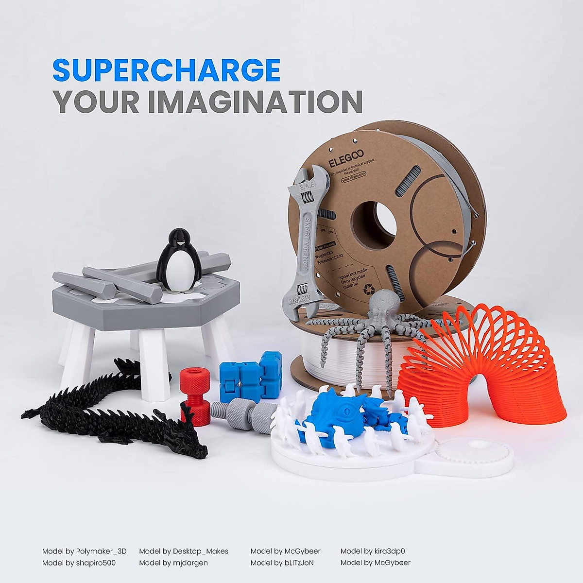 ELEGOO PLA Filament 1.75mm Black 4KG, 3D Printer Filament Bulk Dimensional Accuracy +/- 0.02mm, 4 Pack 1kg Cardboard Spool(2.2lbs) 3D Printing Filament Fits for Most FDM 3D Printers