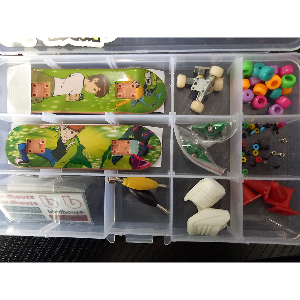 Fanci ABS Finger Skateboard Set Double Rocker DIY Mini Finger Boarding Toy with Storage Box