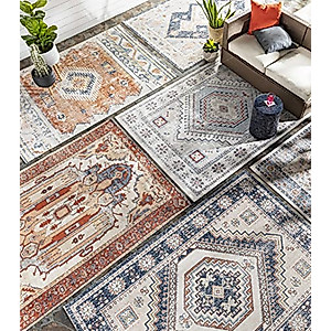 Hauteloom Shafter Living Room, Bedroom Patio Outdoor Area Rug - Beige, Blue, Red - 7'10" x 10'