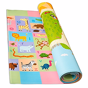 Baby Care Play Mat - Playful Collection (Busy Farm, Medium) - Play Mat for Infants – Non-Toxic Baby Rug – Cushioned Baby Mat Waterproof Playmat – Reversible Double-Sided Kindergarten Mat